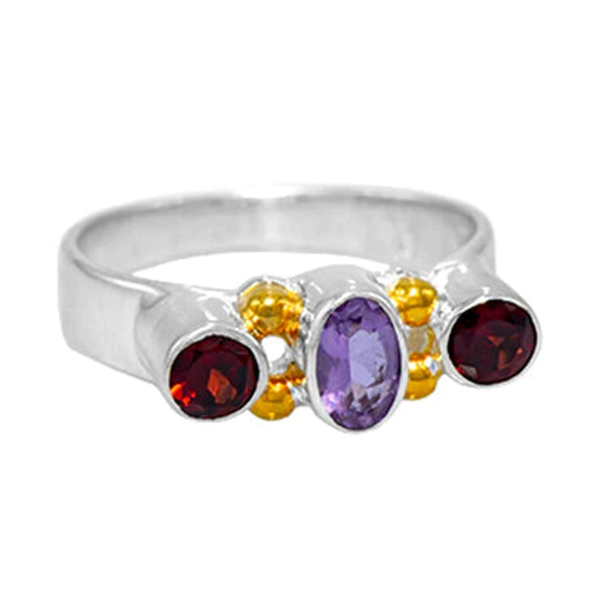 Michou Sterling Silver and 22k Ring - African Amethyst and Garnet– ICE