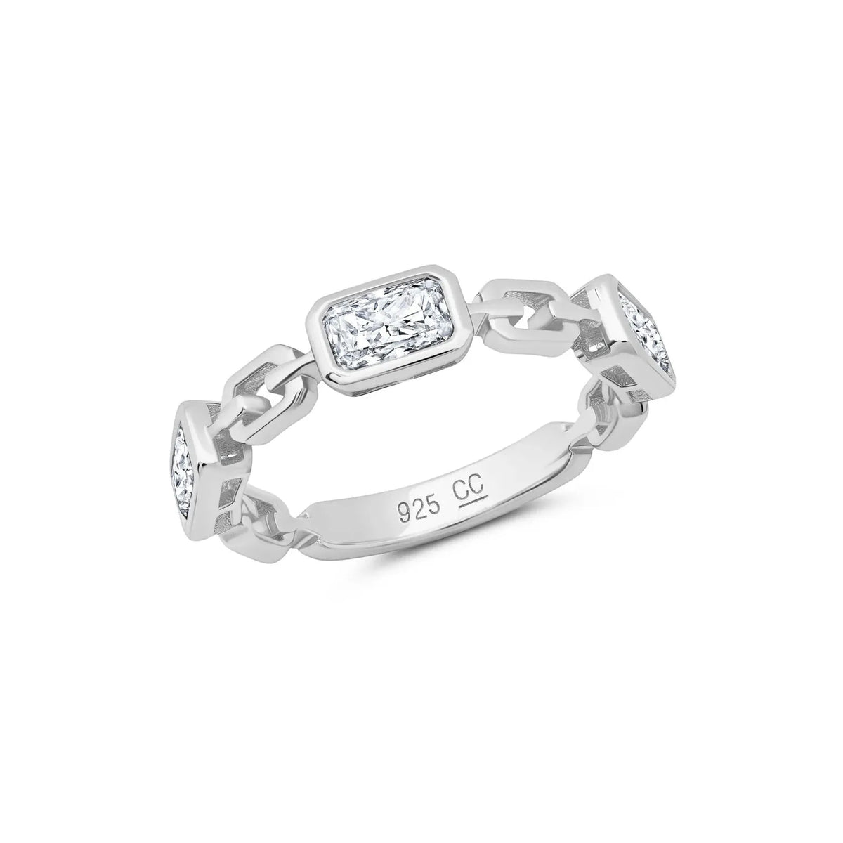 CRISLU Radiant Link Ring Finished in Pure Platinum– ICE