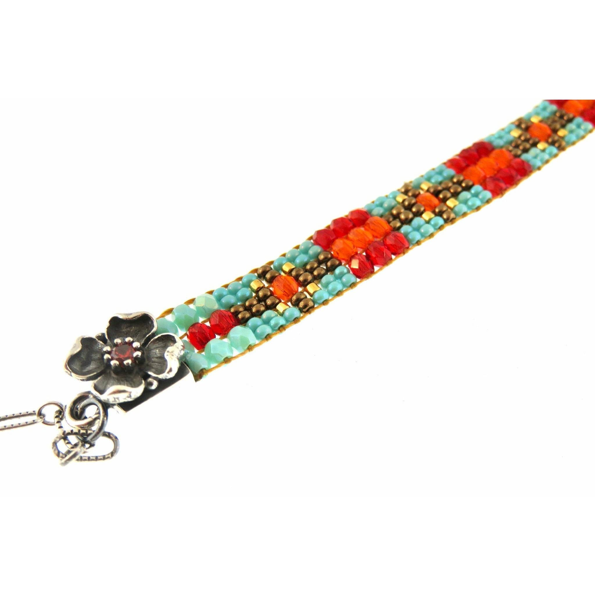 Chili Rose Tiny Hot Cross Flower Gem Bracelet by Adonnah Langer– ICE