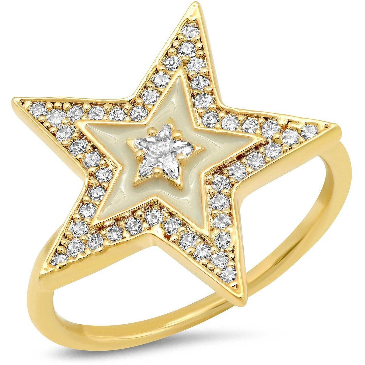 TAI ENAMEL PAVE STAR RING– ICE